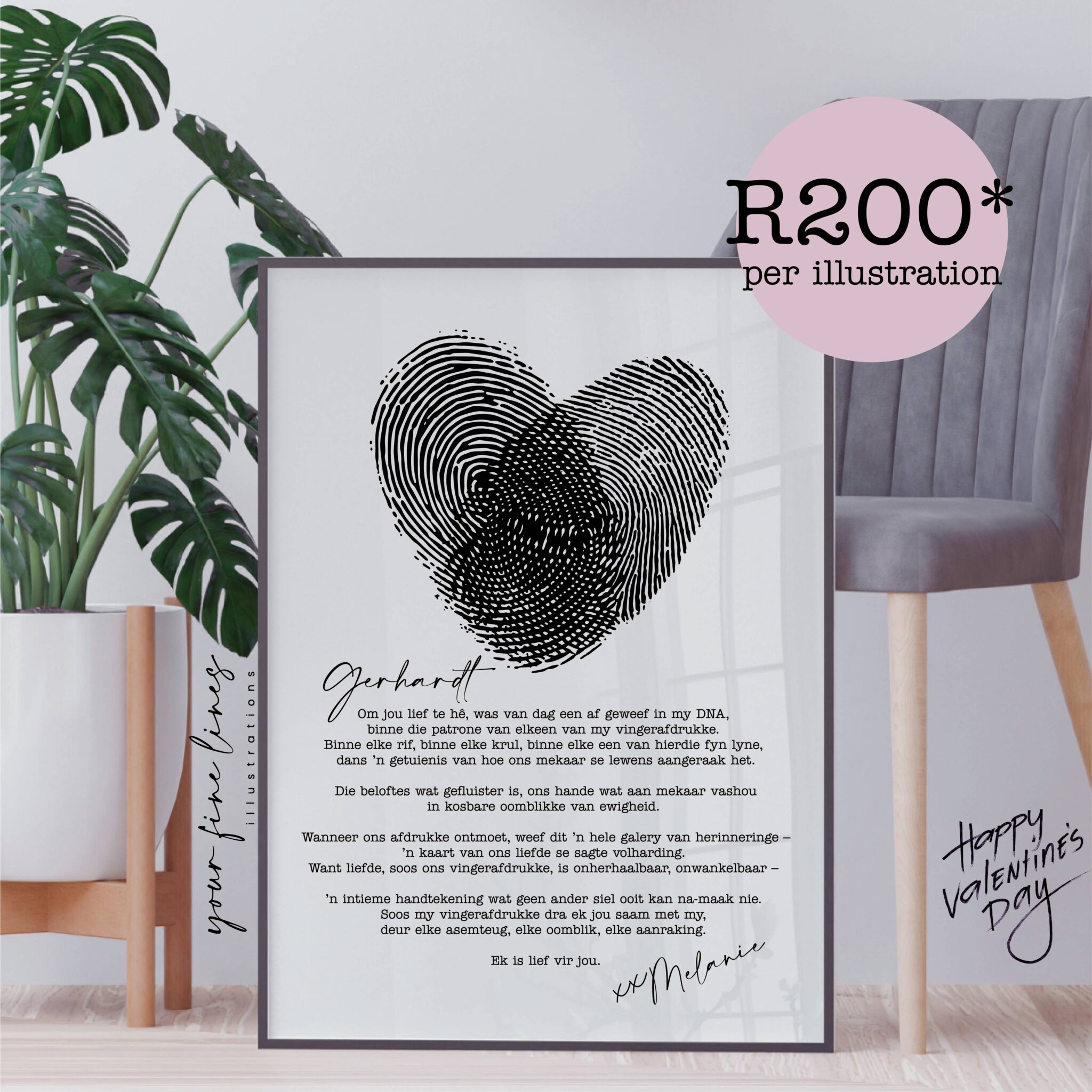 Fingerprint Heart Poem Art - Your Fine Lines